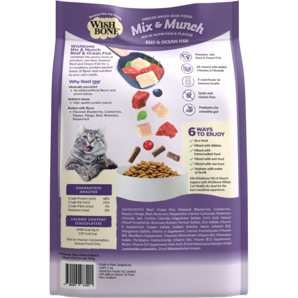 Wishbone Mix & Munch Beef & Ocean Fish Grain-Free Freeze-Dried Raw Foo ...