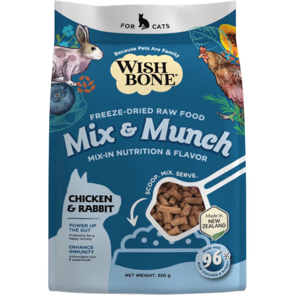 Wishbone Mix & Munch Chicken & Rabbit Grain-Free Freeze-Dried Raw Food ...