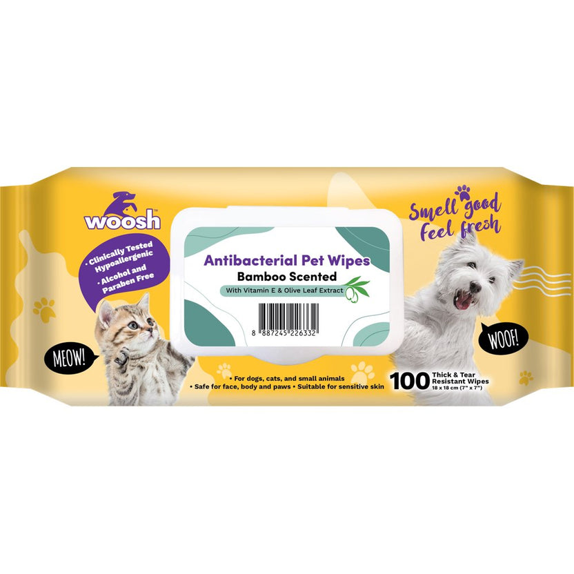 Woosh Bamboo Scented Antibacterial Pet Wipes 100pcs | Kohepets