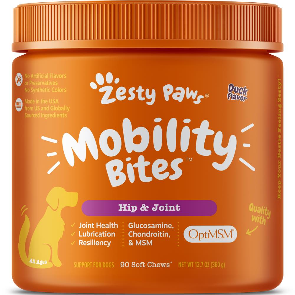 Zesty Paws Mobility Bites Duck Flavor Dog Supplement Chews 90ct | Kohepets