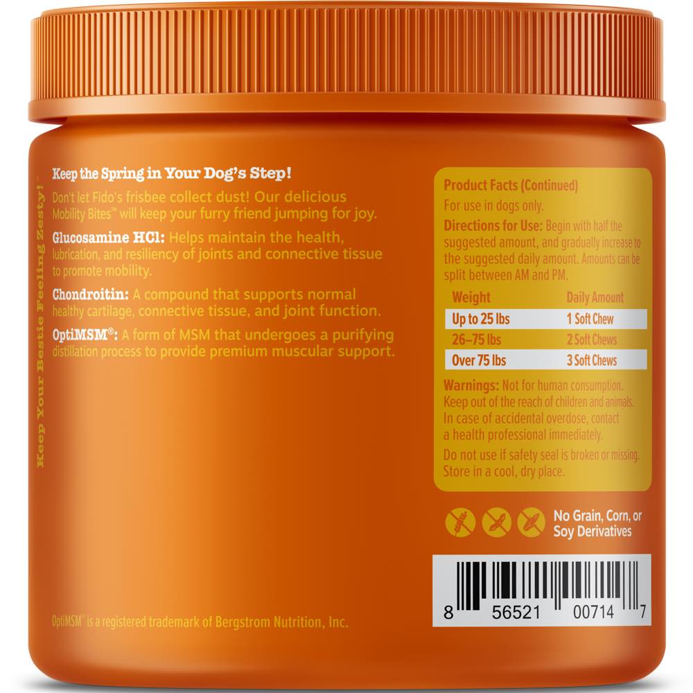 Zesty Paws Mobility Bites Duck Flavor Dog Supplement Chews 90ct | Kohepets