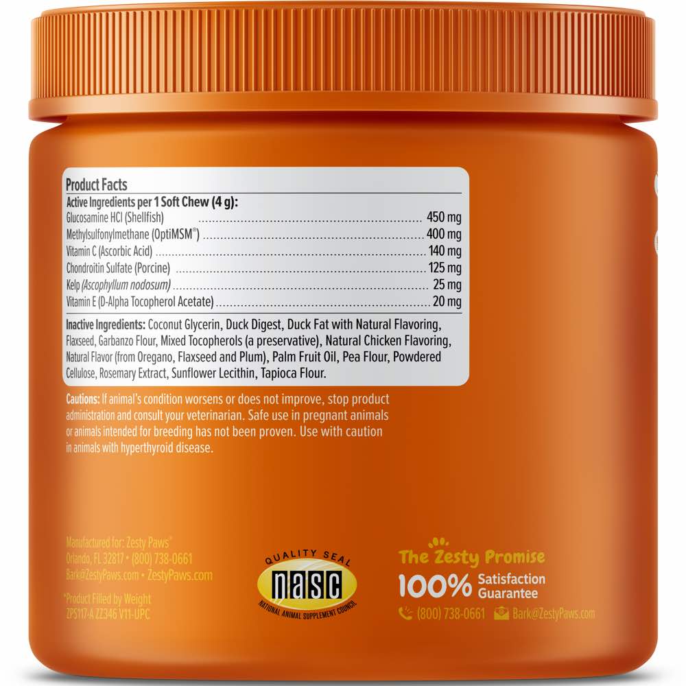 Zesty Paws Mobility Bites Duck Flavor Dog Supplement Chews 90ct | Kohepets