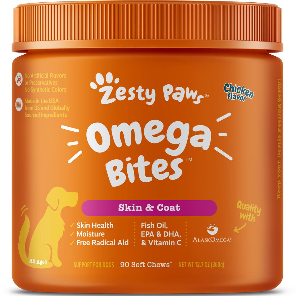 Zesty Paws Omega Bites Chicken Flavor Dog Supplement Chews 90ct | Kohepets