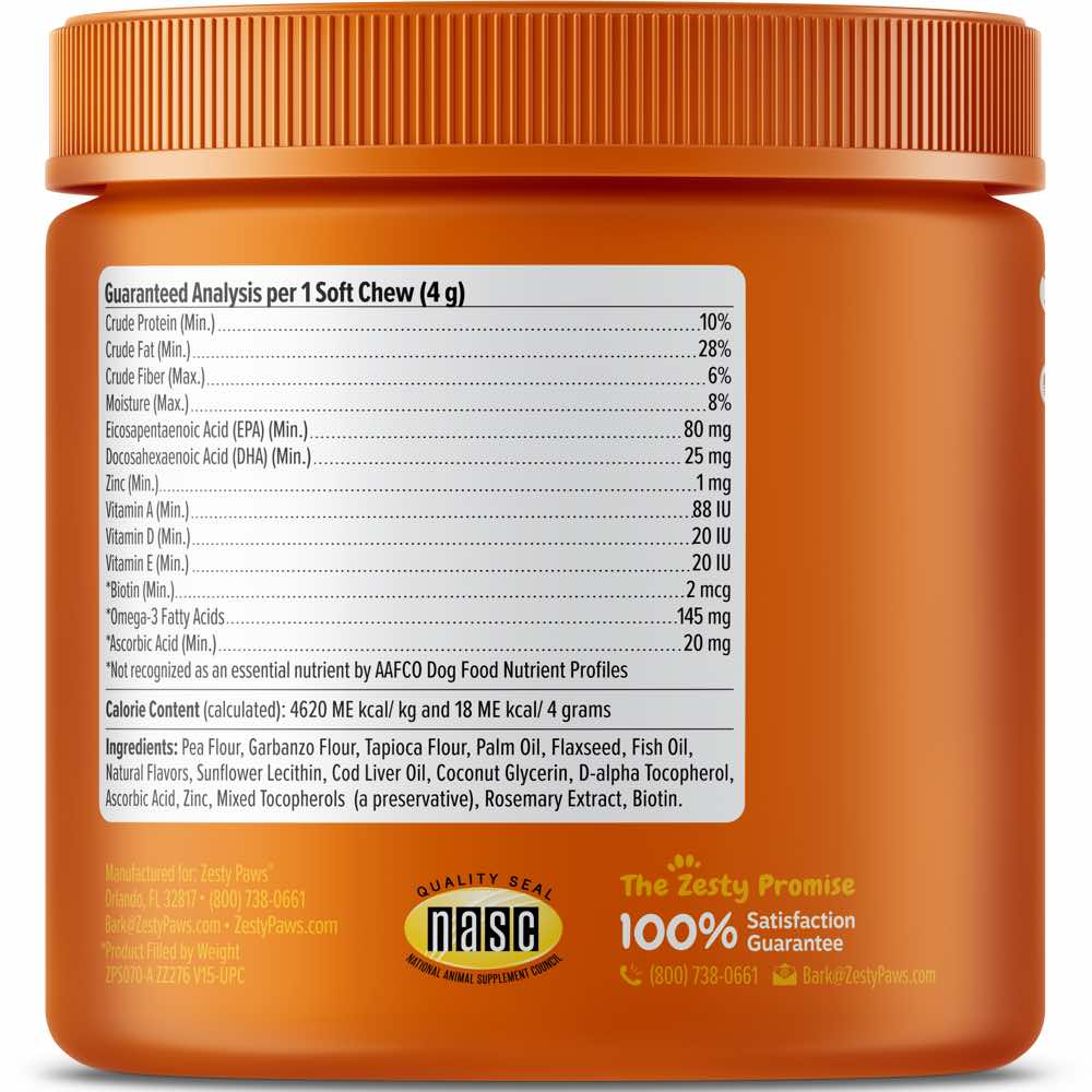 Zesty Paws Omega Bites Chicken Flavor Dog Supplement Chews 90ct | Kohepets