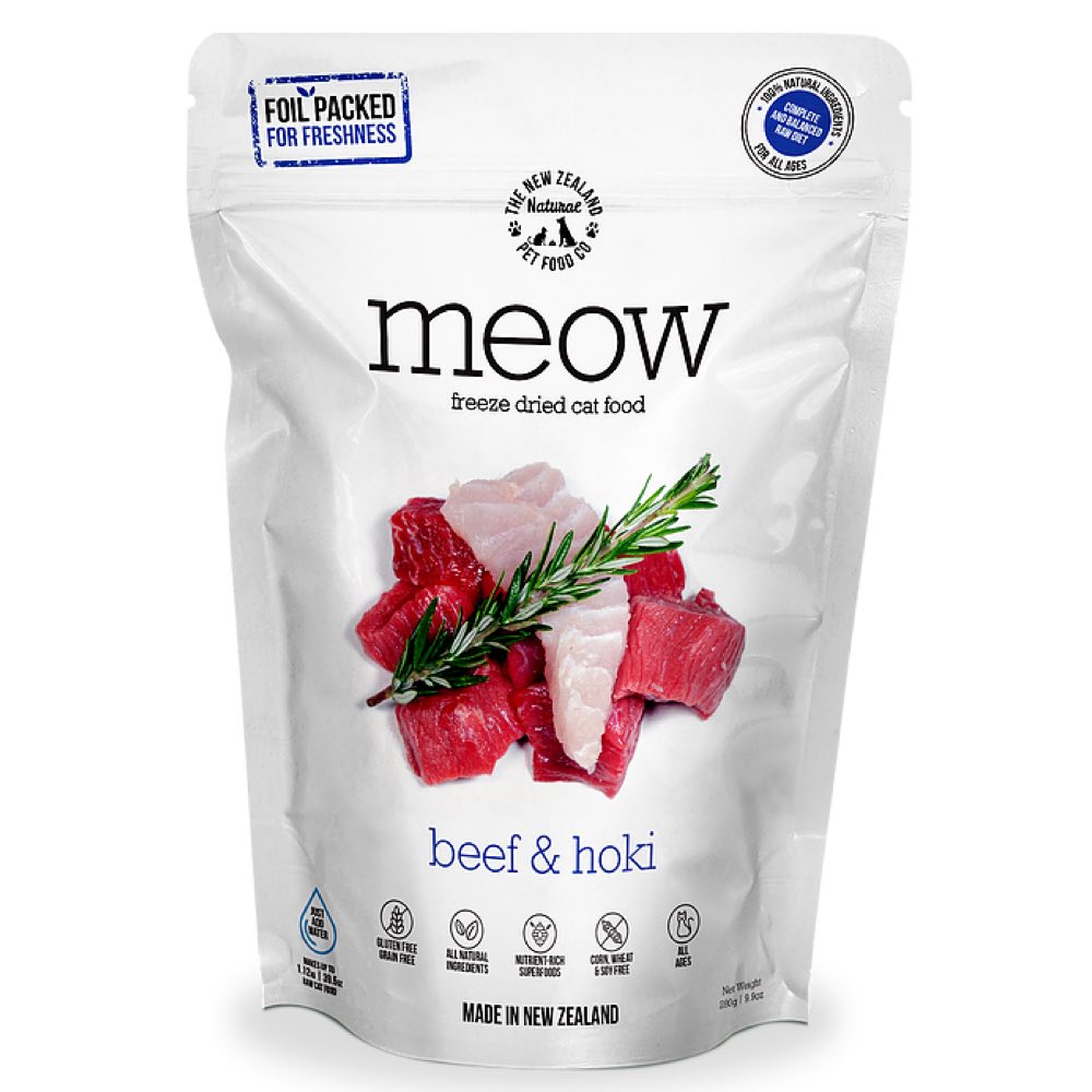 MEOW Beef & Hoki Grain-Free Freeze Dried Raw Cat Food | Kohepets