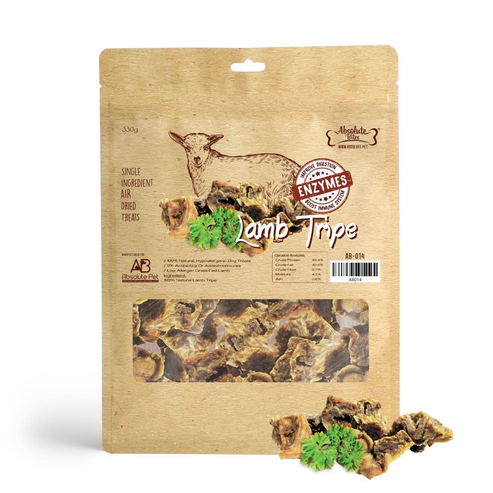Absolute Bites Air Dried Lamb Tripe Dog Treats 330g | Kohepets
