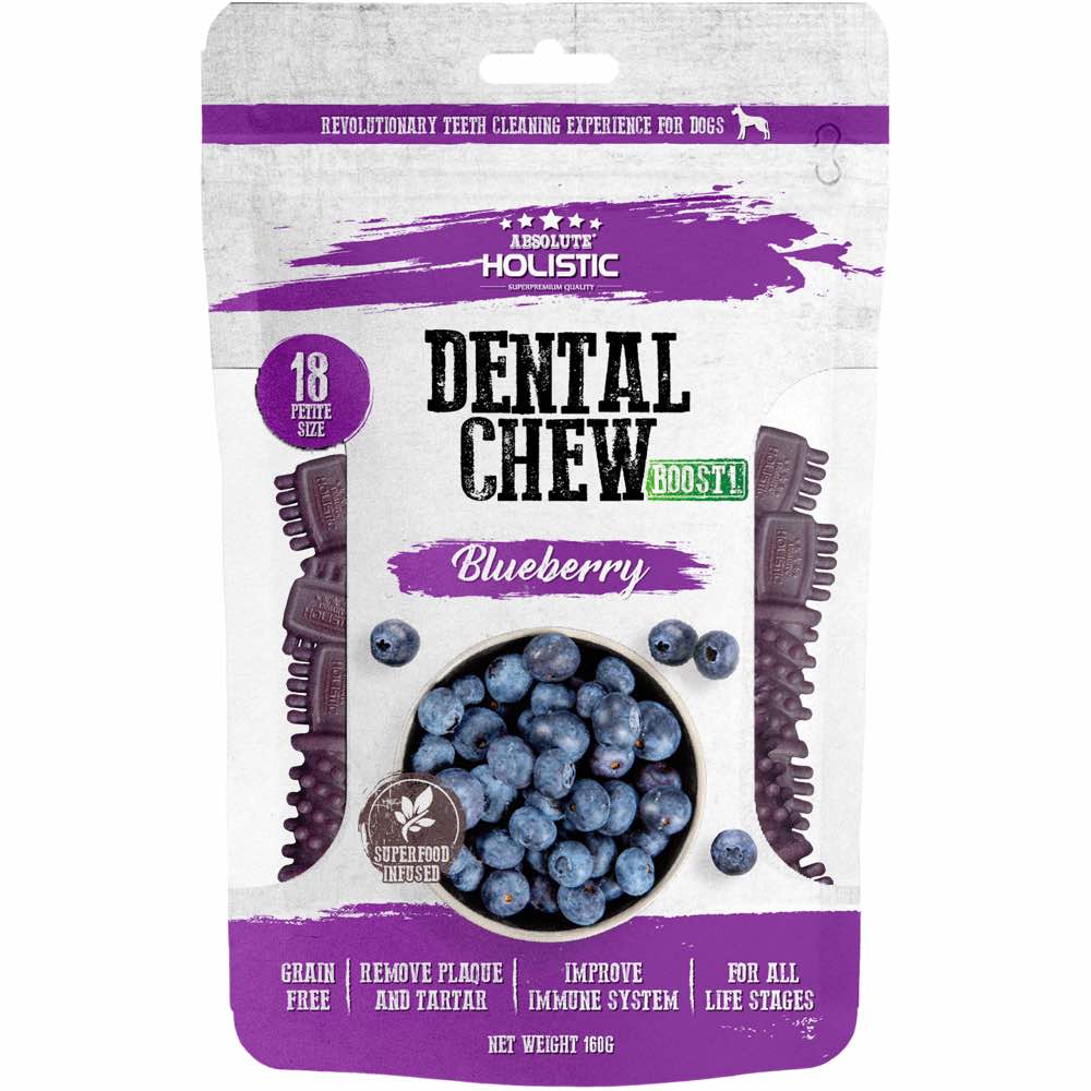 Absolute Holistic Boost Blueberry Petite Grain-Free Dental Dog Chews ...