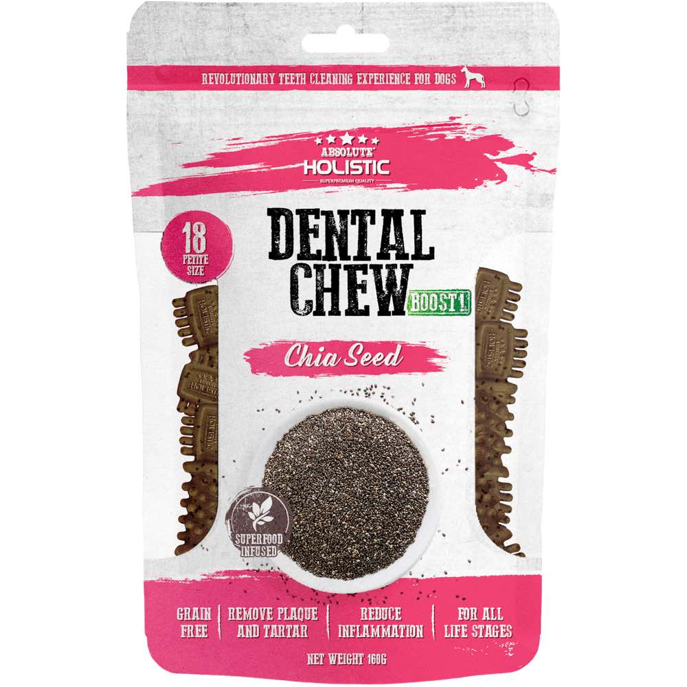 Absolute Holistic Boost Chia Seed Petite Grain-Free Dental Dog Chews ...