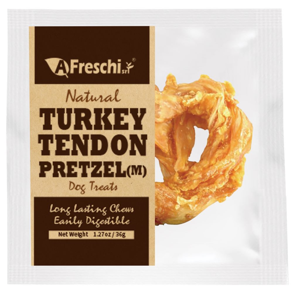 AFreschi Natural Turkey Tendon Pretzel Grain-Free Dog Chew (Medium) 36g ...