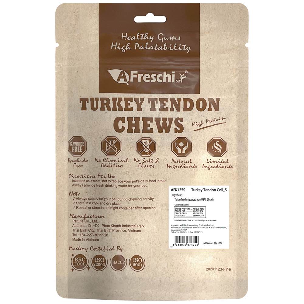 AFreschi Turkey Tendon Coil Grain-Free Dog Chews (Small) 80g | Kohepets