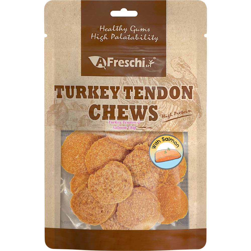 AFreschi Turkey Tendon & Salmon Chip Dog Treats 120g | Kohepets