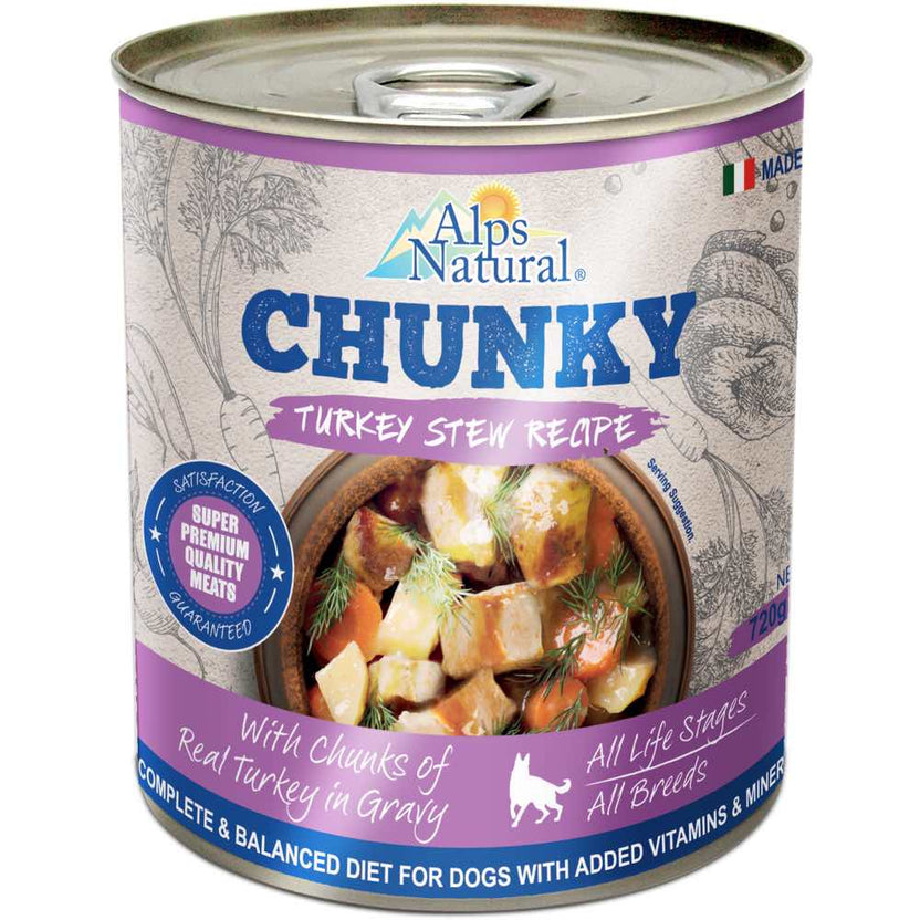 Alps Natural Chunky Turkey Stew Recipe Canned Dog Food 720g | Kohepets