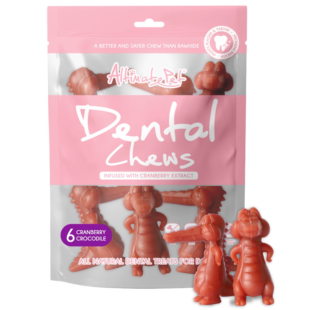Altimate Pet Cranberry Crocodile Dental Dog Treats 6pc | Kohepets