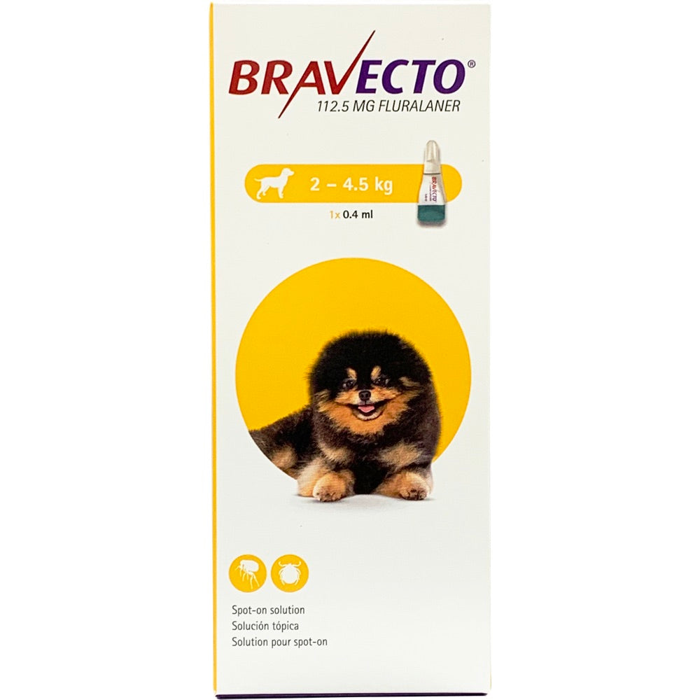 Bravecto Flea & Tick Spot On Solution For Toy Dogs (2kg - 4.5kg) 1ct ...