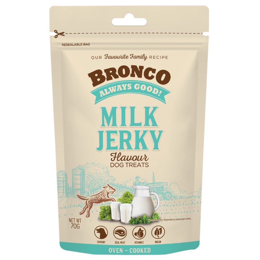 Bronco Jerky Milk Flavour Dog Treats | Kohepets