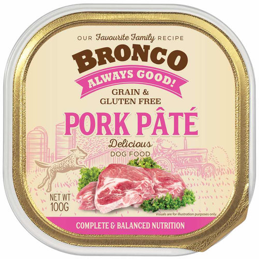 Bronco Salmon Pate Adult Grain-Free Tray Dog Food 100g | Kohepets