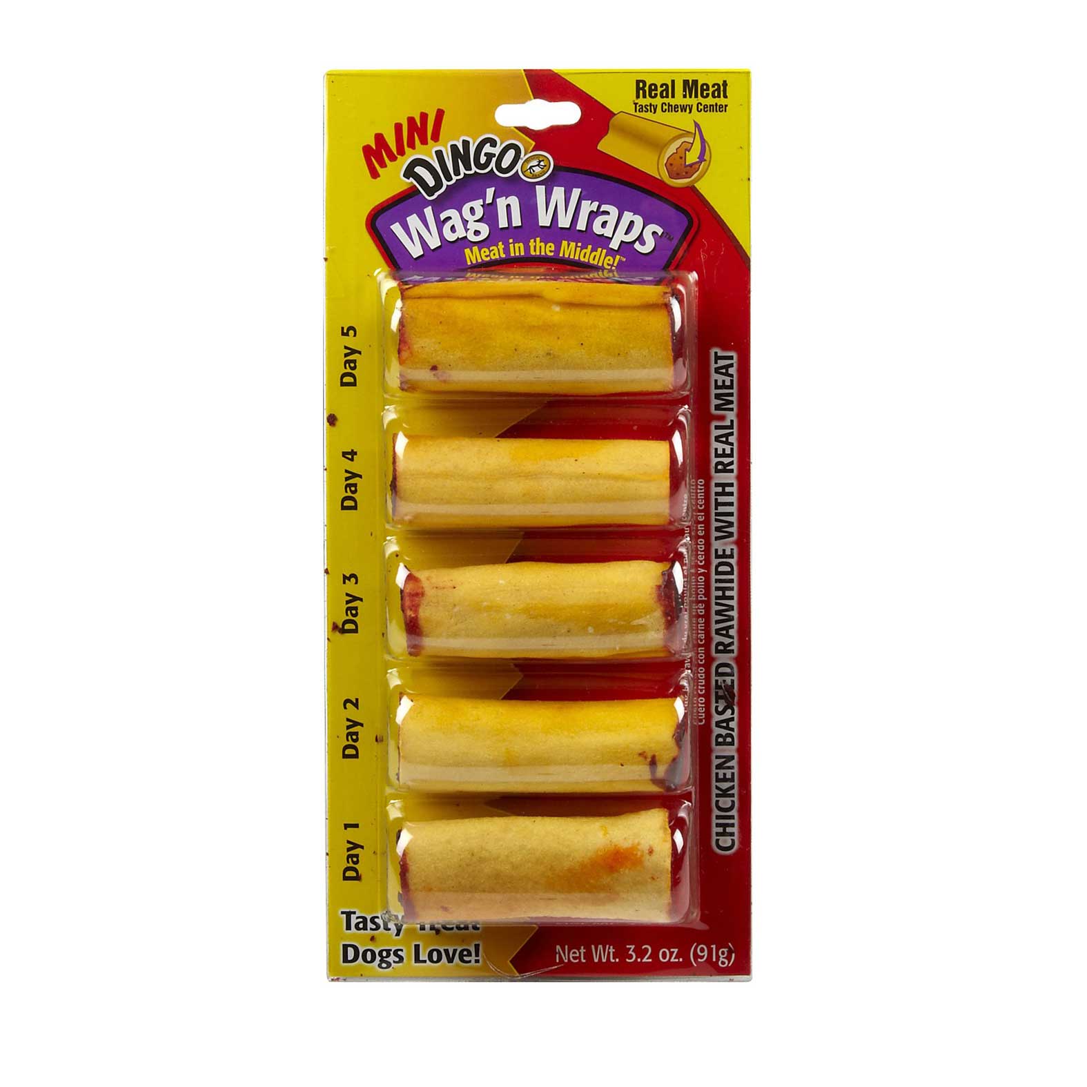Dingo Wag’N Wraps Meat in the Middle Rawhide Chews | Kohepets