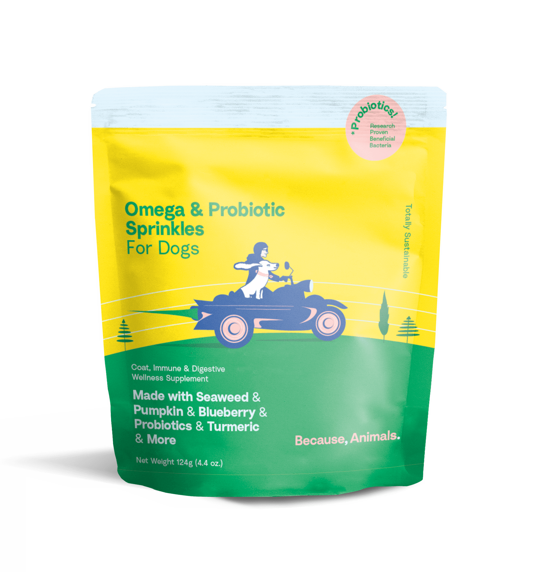 Because Animal Omega & Probiotic Sprinkles Dog Supplements 4.4oz | Kohepets