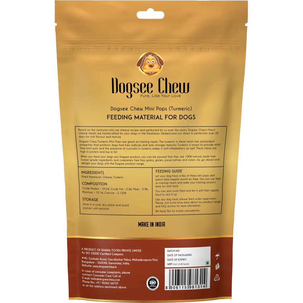 Dogsee Chew Mini Pops Himalayan Cheese Turmeric Grain-Free Dog Treats ...