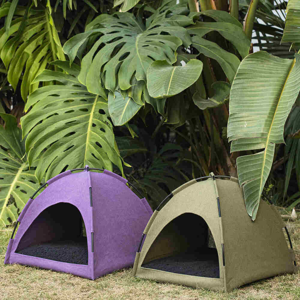 Furrytail Little Glamper Tent Purple Bed For Cats & Dogs | Kohepets