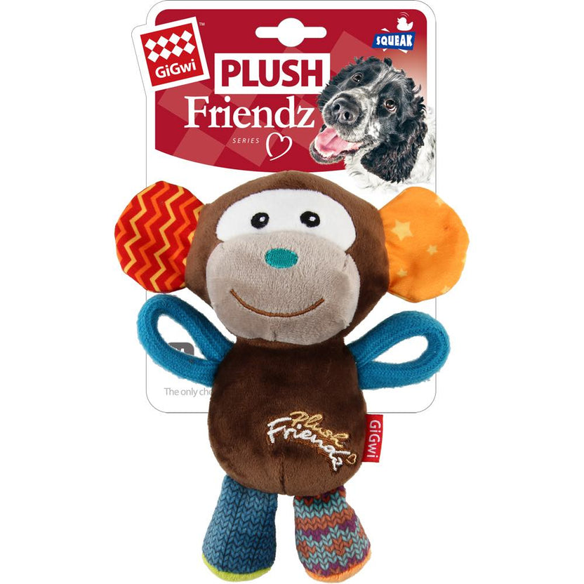 GiGwi Plush Friendz Tug Dog Toy (Monkey) | Kohepets
