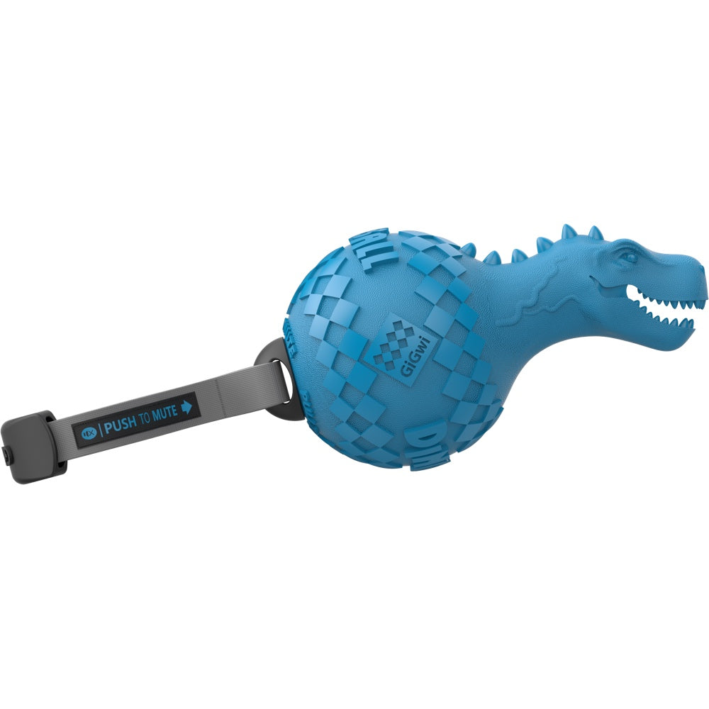 GiGwi Push To Mute Dinoball T-Rex Dog Toy (Light Blue) | Kohepets