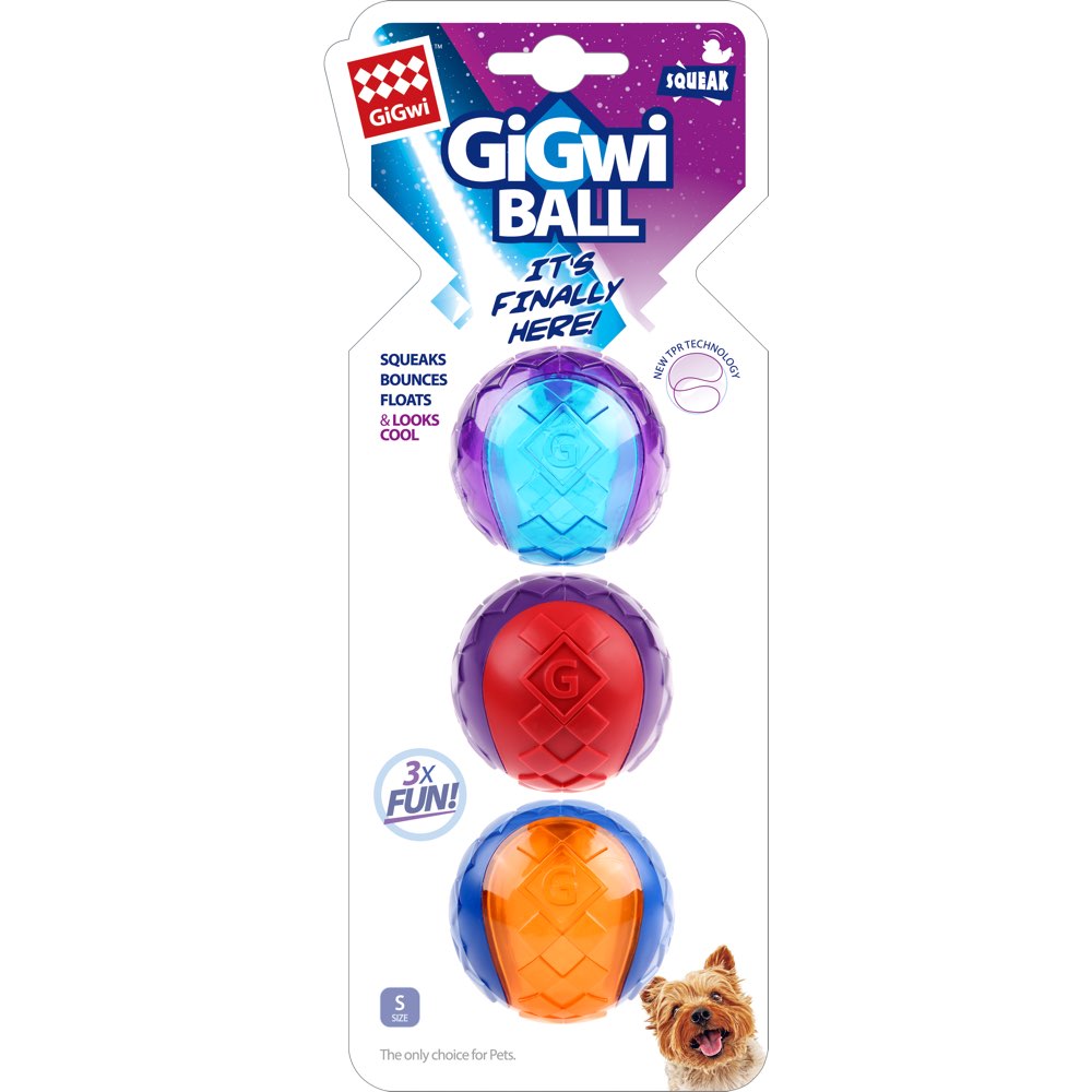 GiGwi Squeaky Ball Dog Toys 3-Pack (Small) | Kohepets