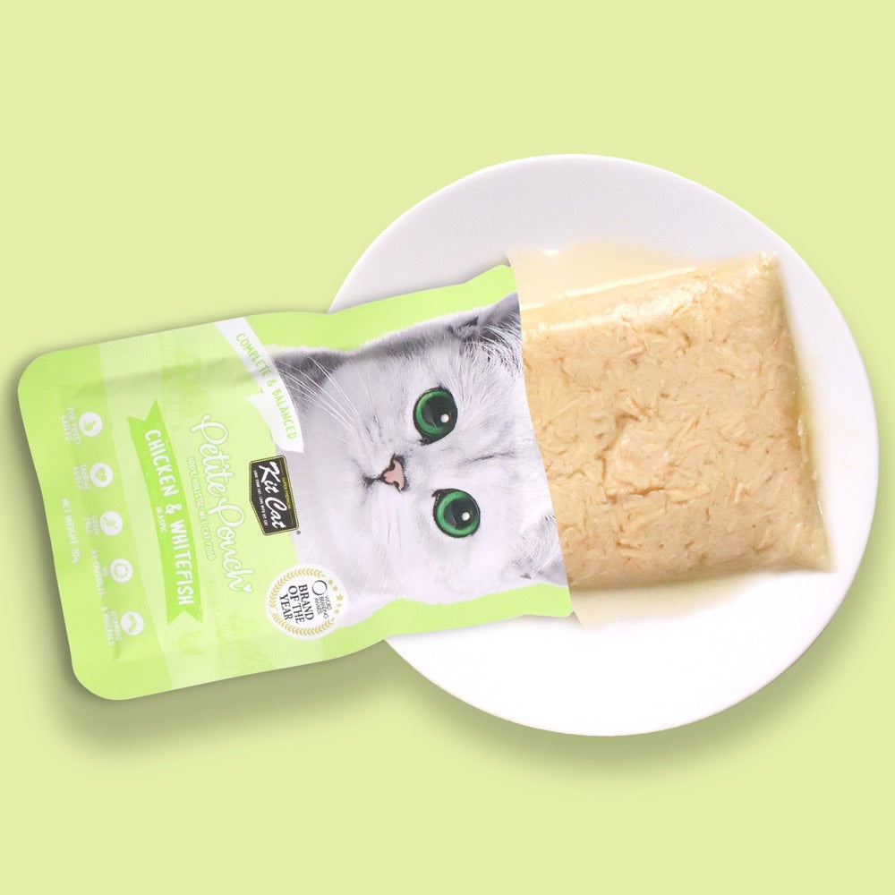 Kit Cat Petite Pouch Chicken & Whitefish In Aspic Grain-Free Pouch Cat ...