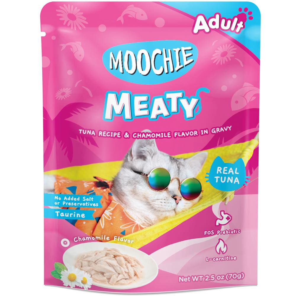 Moochie Meaty Tuna Recipe & Chamomile Flavor In Gravy Adult Pouch Cat ...