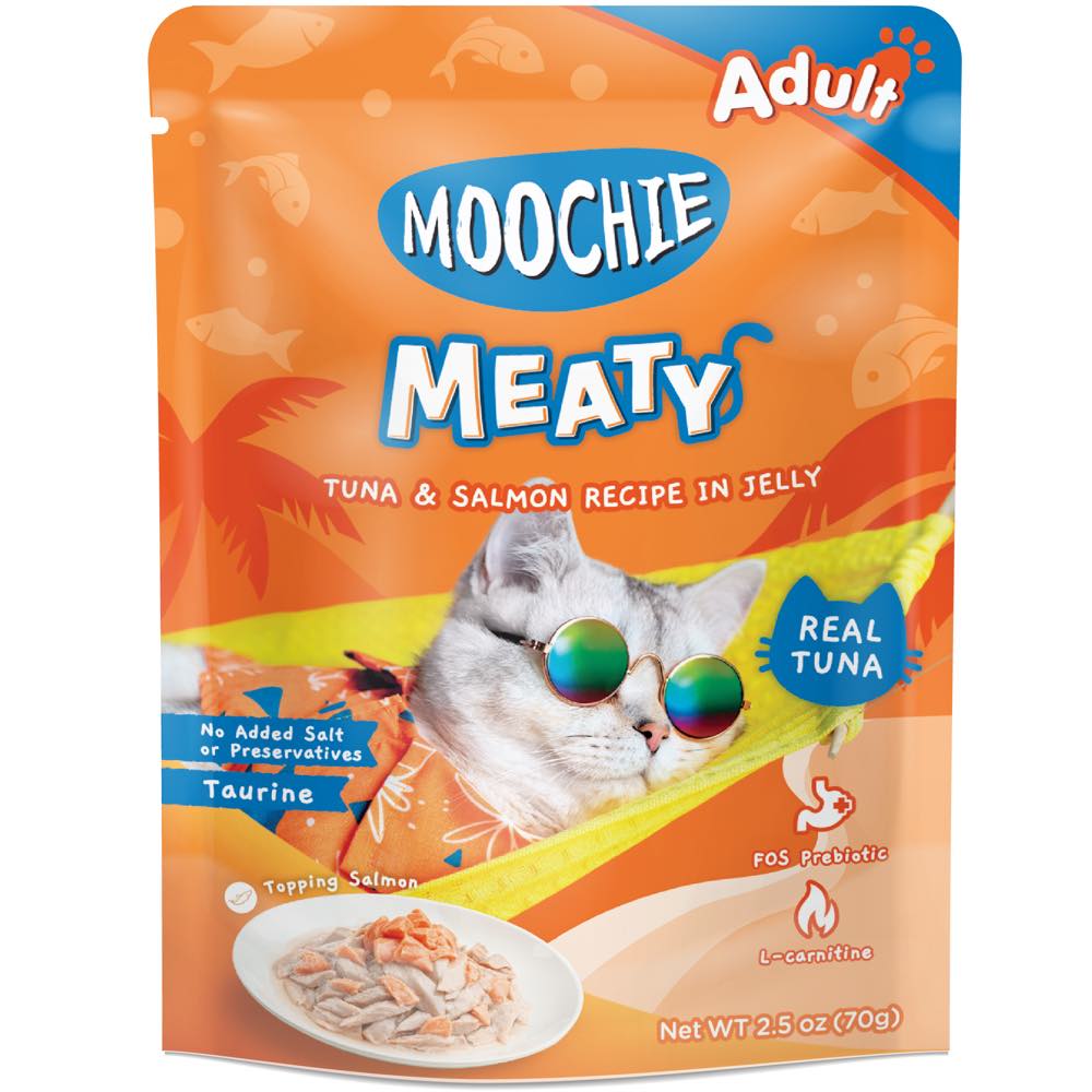 Moochie Meaty Tuna & Salmon Recipe In Jelly Adult Pouch Cat Food | Kohepets
