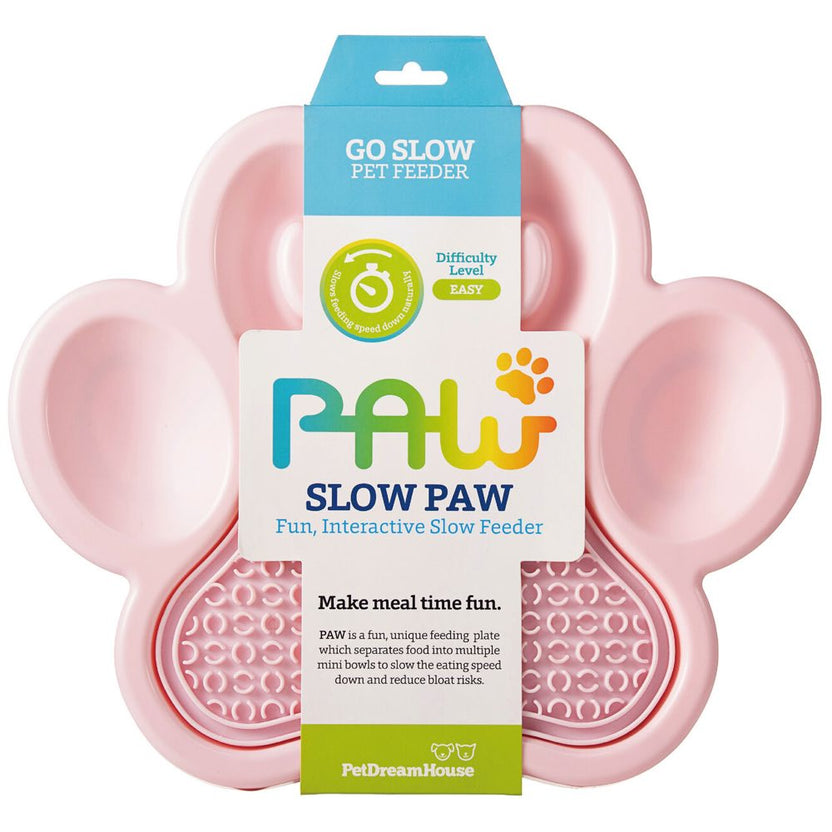 PetDreamHouse PAW 2-In-1 Interactive Slow Feeder For Cats & Dogs (Baby Pink Paw) | Kohepets