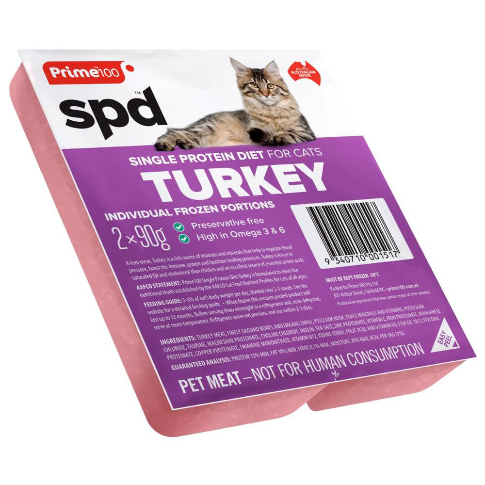 Prime100 SPD Turkey Frozen Raw Cat Food | Kohepets