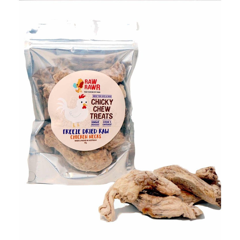 Raw Rawr Chicky Chew Chicken Neck Freeze Dried Cat & Dog Treats | Kohepets