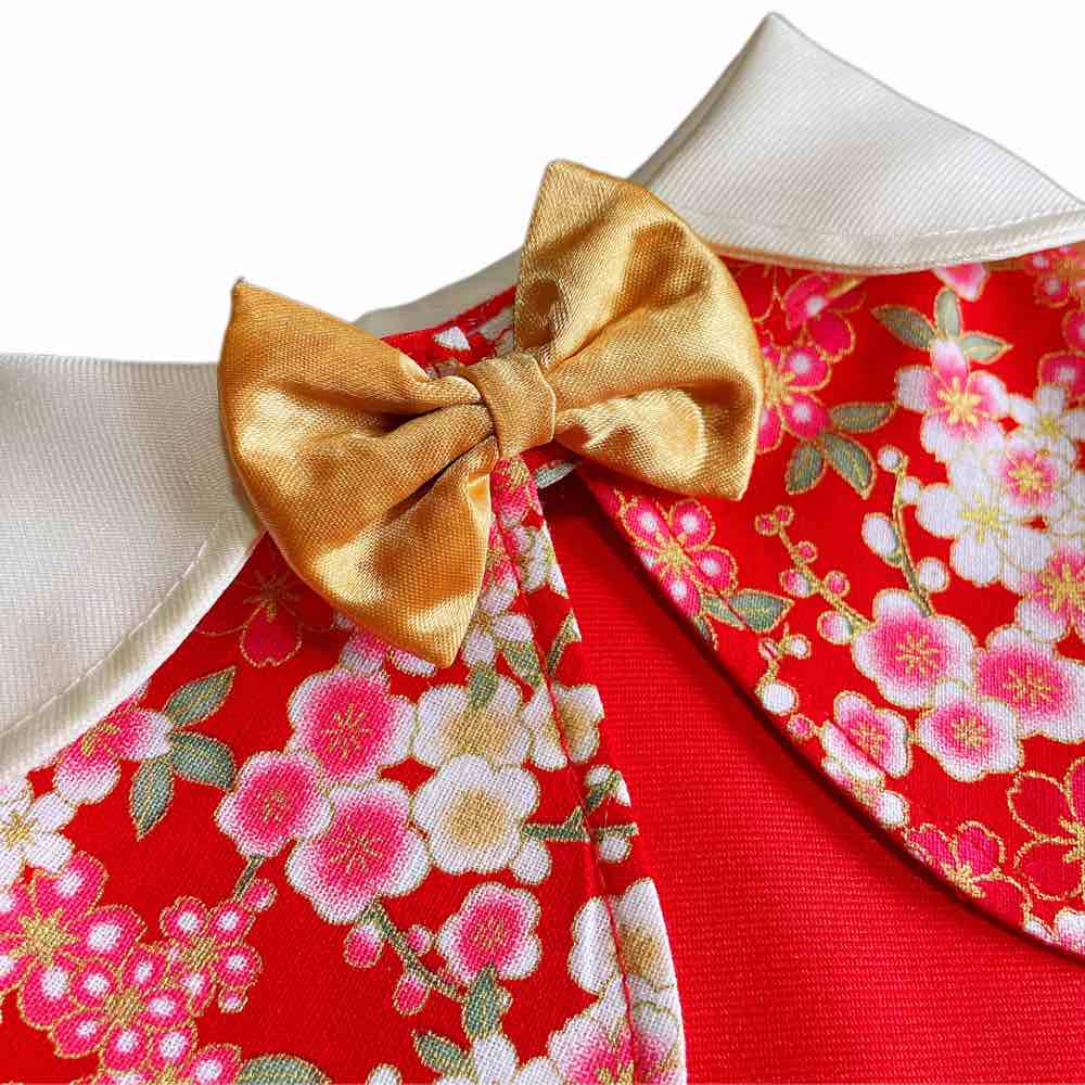 RuffCo Handcrafted Cape For Cats & Dogs (Red Festive Flowers) | Kohepets