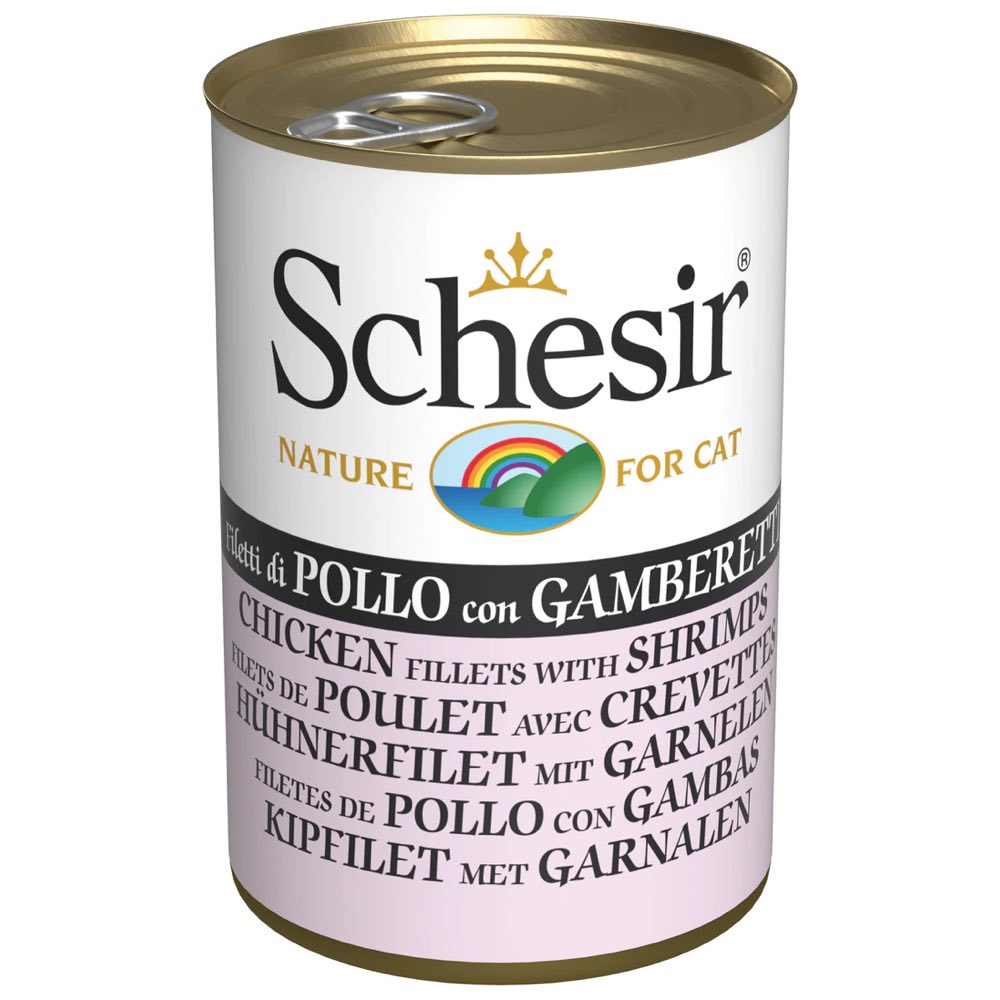 Schesir Chicken Fillets With Shrimps In Jelly Adult Canned Cat Food 140g | Kohepets