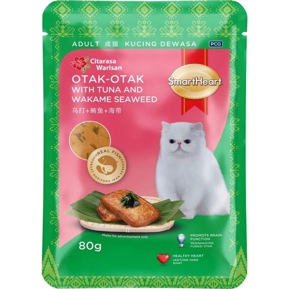 Smartheart Otak Otak With Tuna & Wakame Seaweed Adult Pouch Cat Food ...