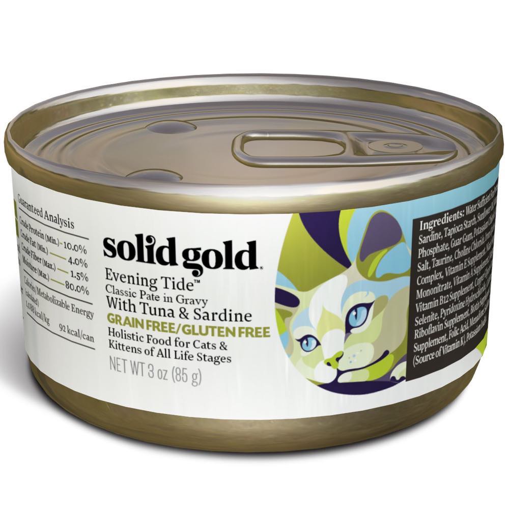 Solid Gold Evening Tide Classic Paté in Gravy Tuna & Sardine Canned Cat ...