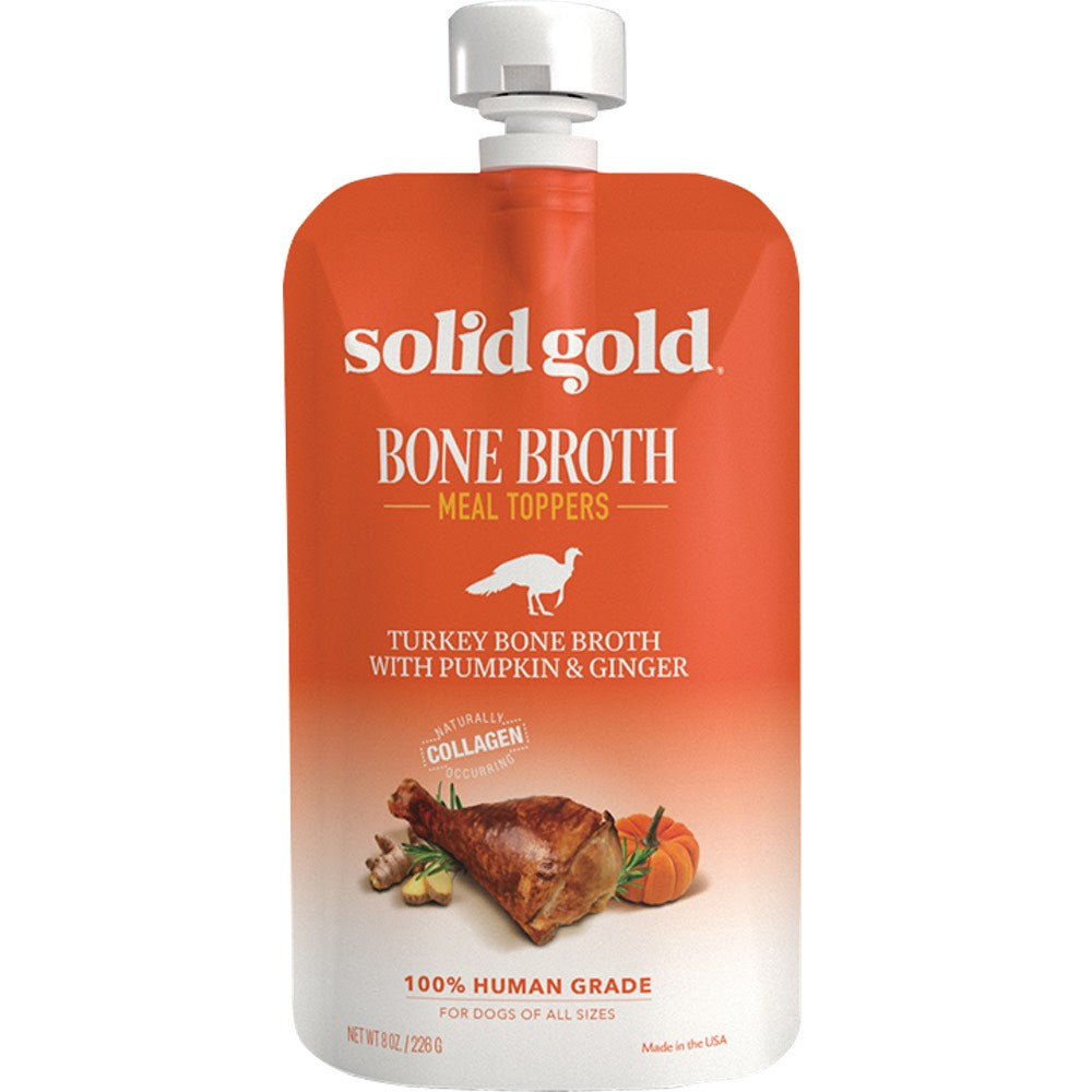 Solid Gold Turkey Bone Broth with Pumpkin & Ginger Meal Topper For Dogs ...