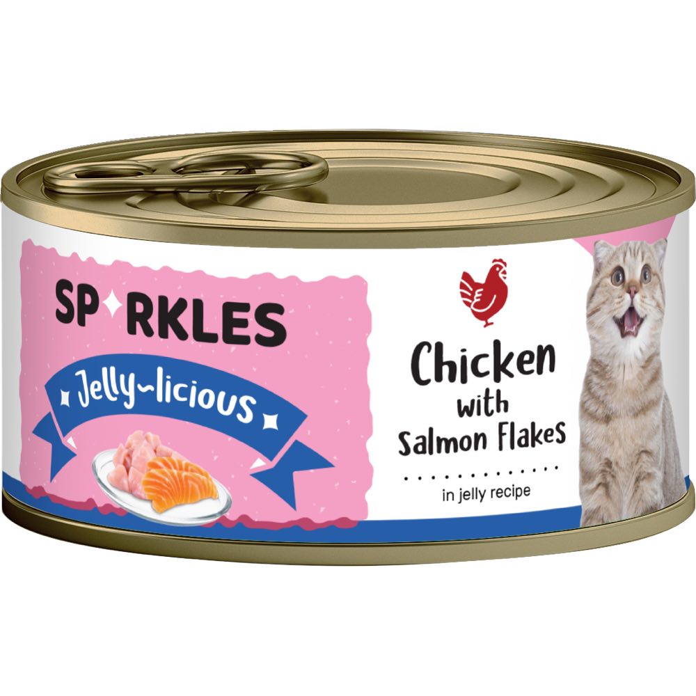 Sparkles Jelly-licious Chicken With Salmon Flakes Canned Cat Food ...